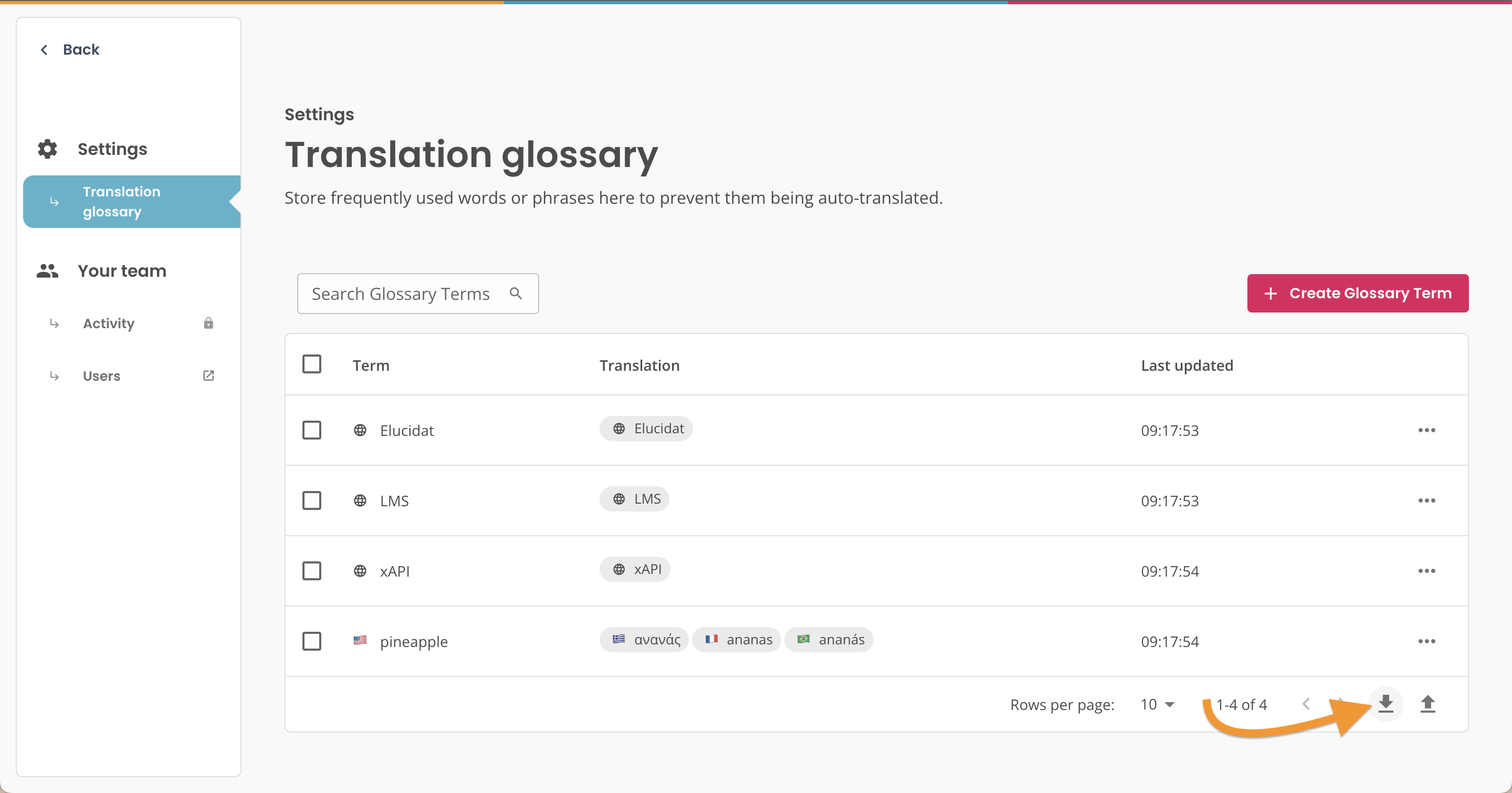 Importing And Exporting Your Translation Glossary In Csv Format Elucidat Create