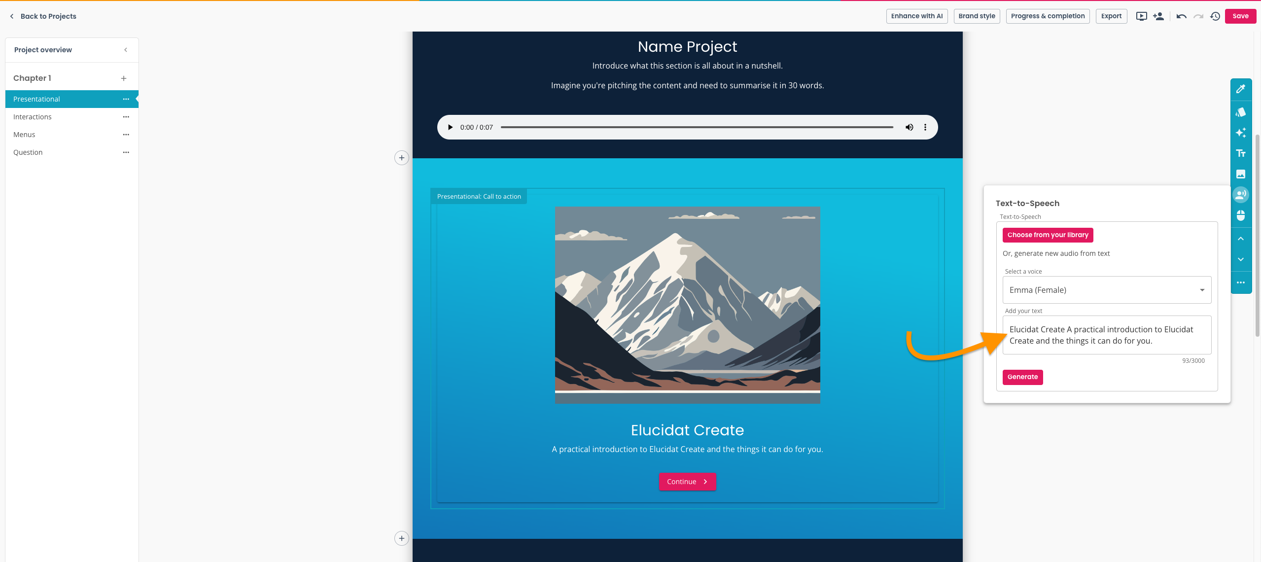Creating text-to-speech audio to increase the accessibility of your course – Elucidat Create ...