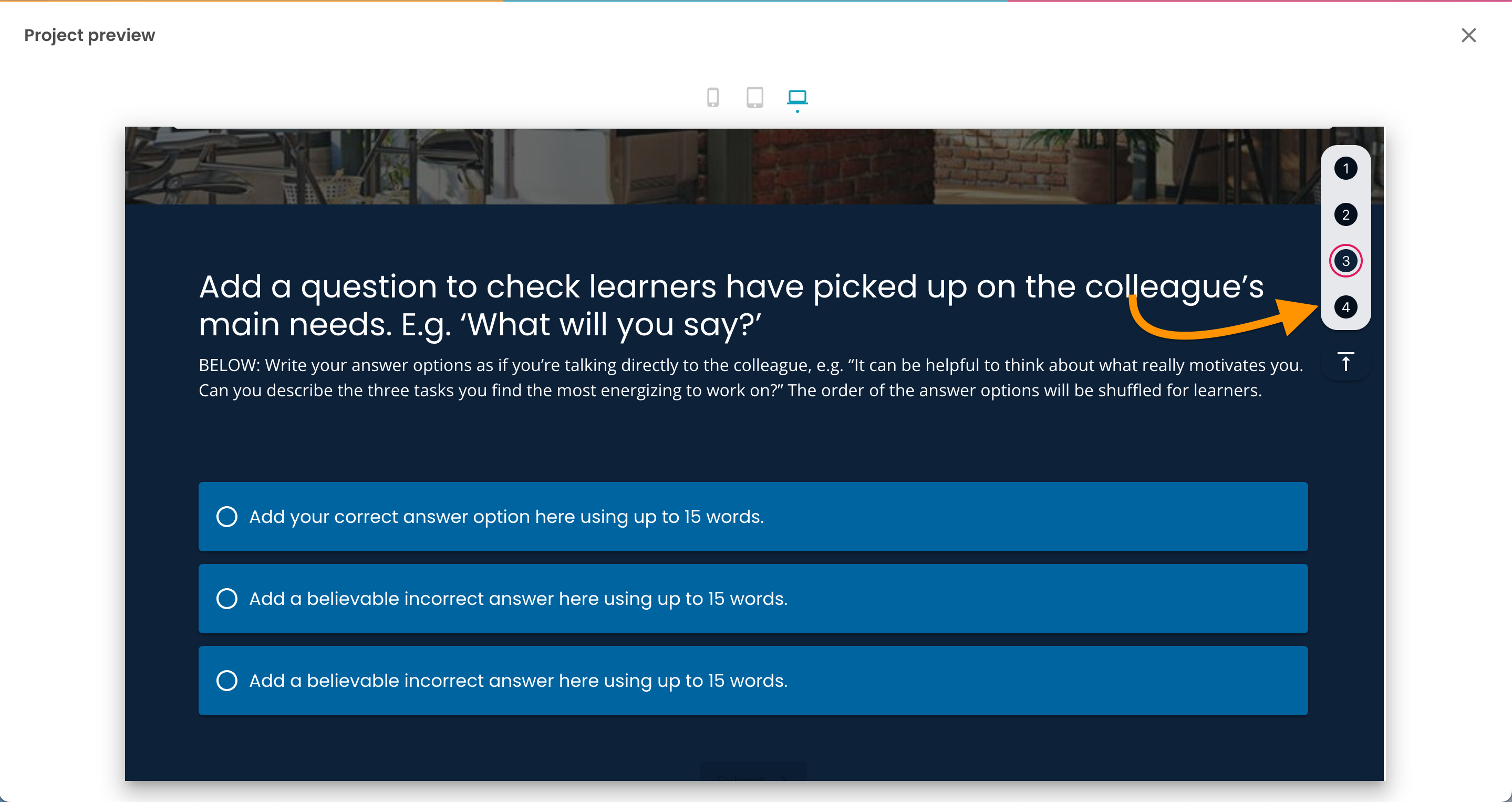 Adding A Section Navigation Bar To The Page Elucidat Create Help Center